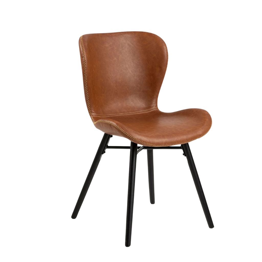 Chaise salle à manger aspect cuir rétro cognac - Batla | Fabrique de Styles
