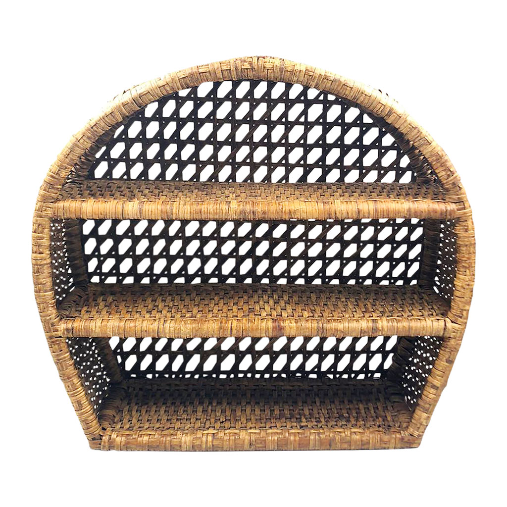 Étagère murale 3 niveaux en rotin brun h41cm - Ednna | Fabrique de Styles