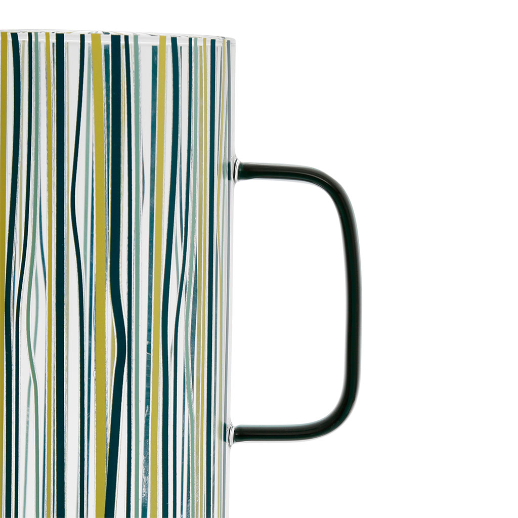 Pichet rayé bleu, vert et jaune 1l en verre -belle vie | Fabrique de Styles