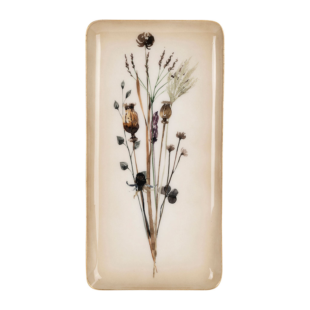 Plateau fleur en fer multicolore 15.5x30.5cm - Floral | Fabrique de Styles