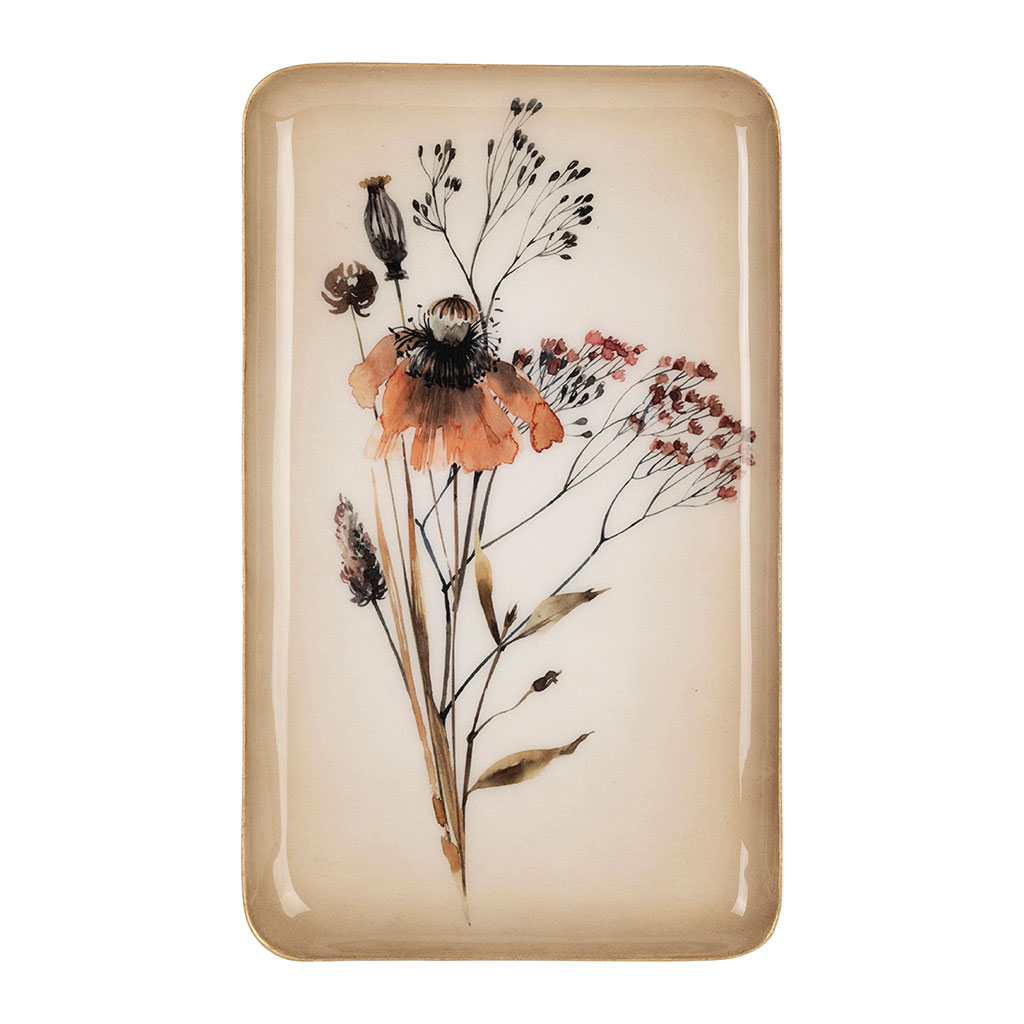Plateau fleur en fer multicolore 15x25.5cm - Floral | Fabrique de Styles