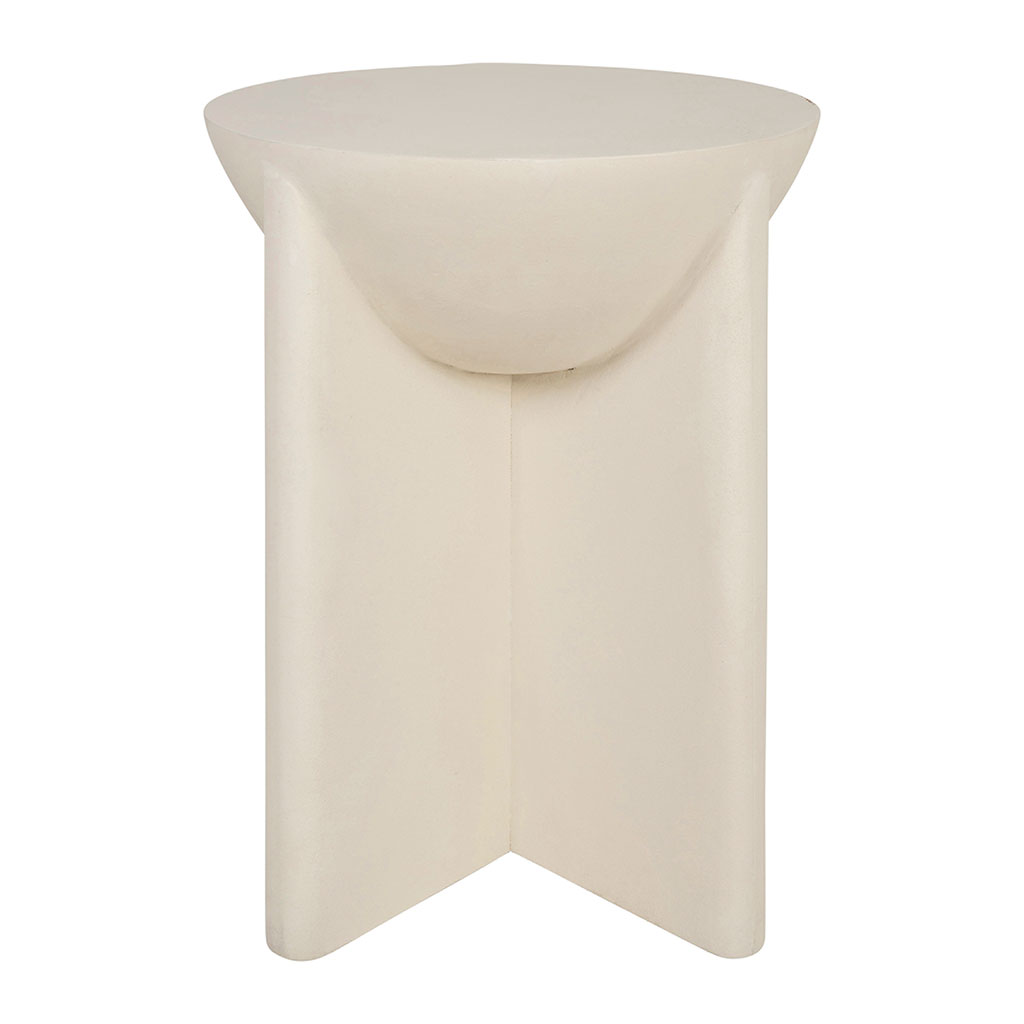 Table d'appoint ronde effet béton ciré blanc cassé d40cm - Leros ...